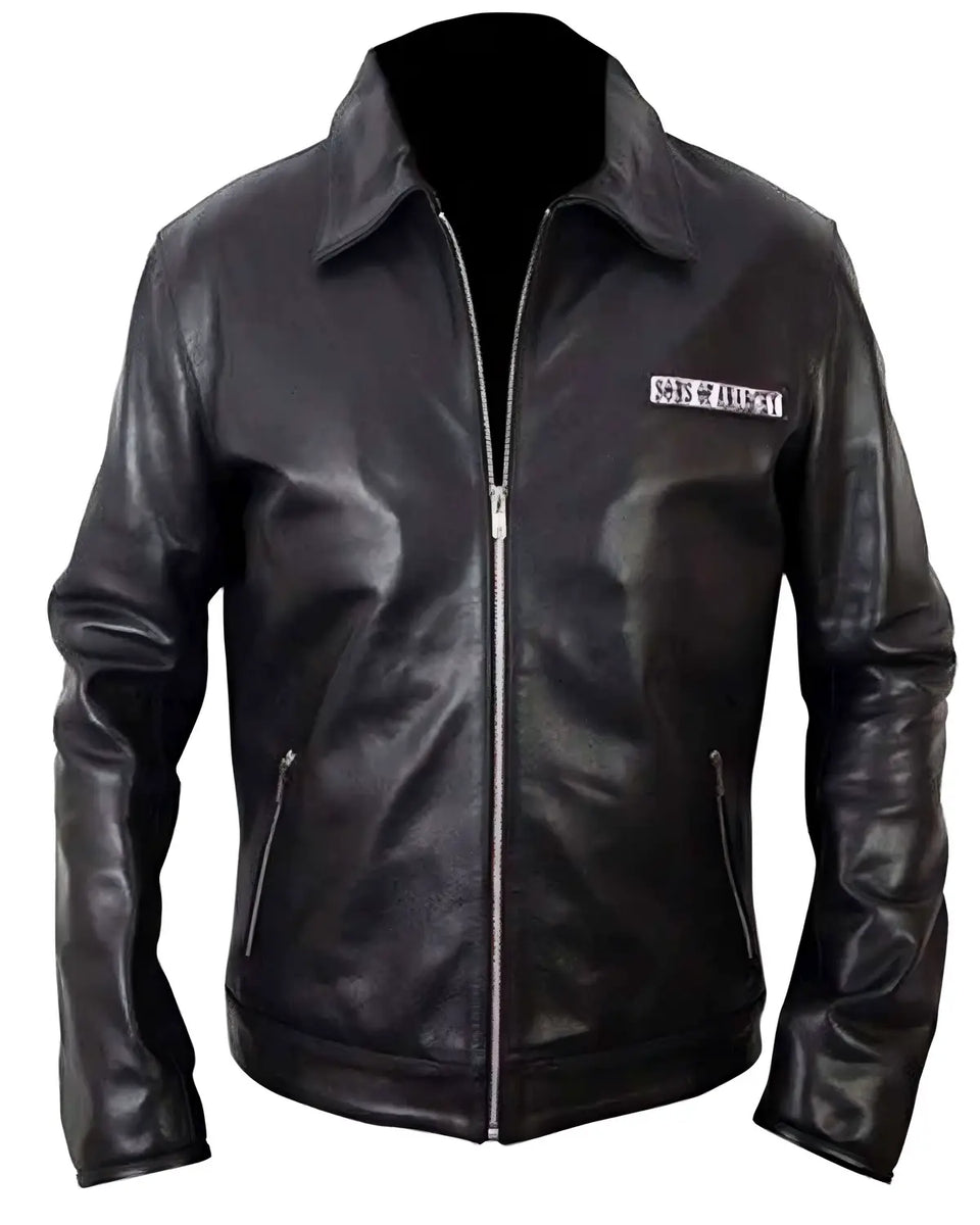 Mens SOA Sons Of Anarchy Black Leather Jacket | Elite Jacket
