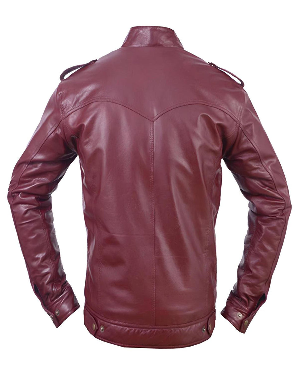 Mens Cherry Vintage Motorcycle Maroon Leather Jacket – Elite Jacket