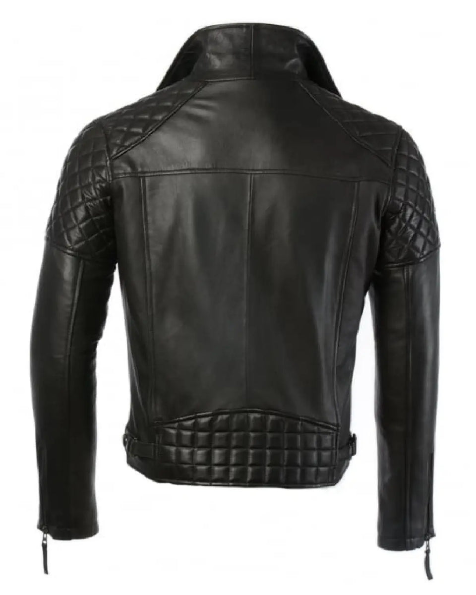Mens Diamond Black Vintage Motorcycle Leather Biker Jacket – Elite Jacket