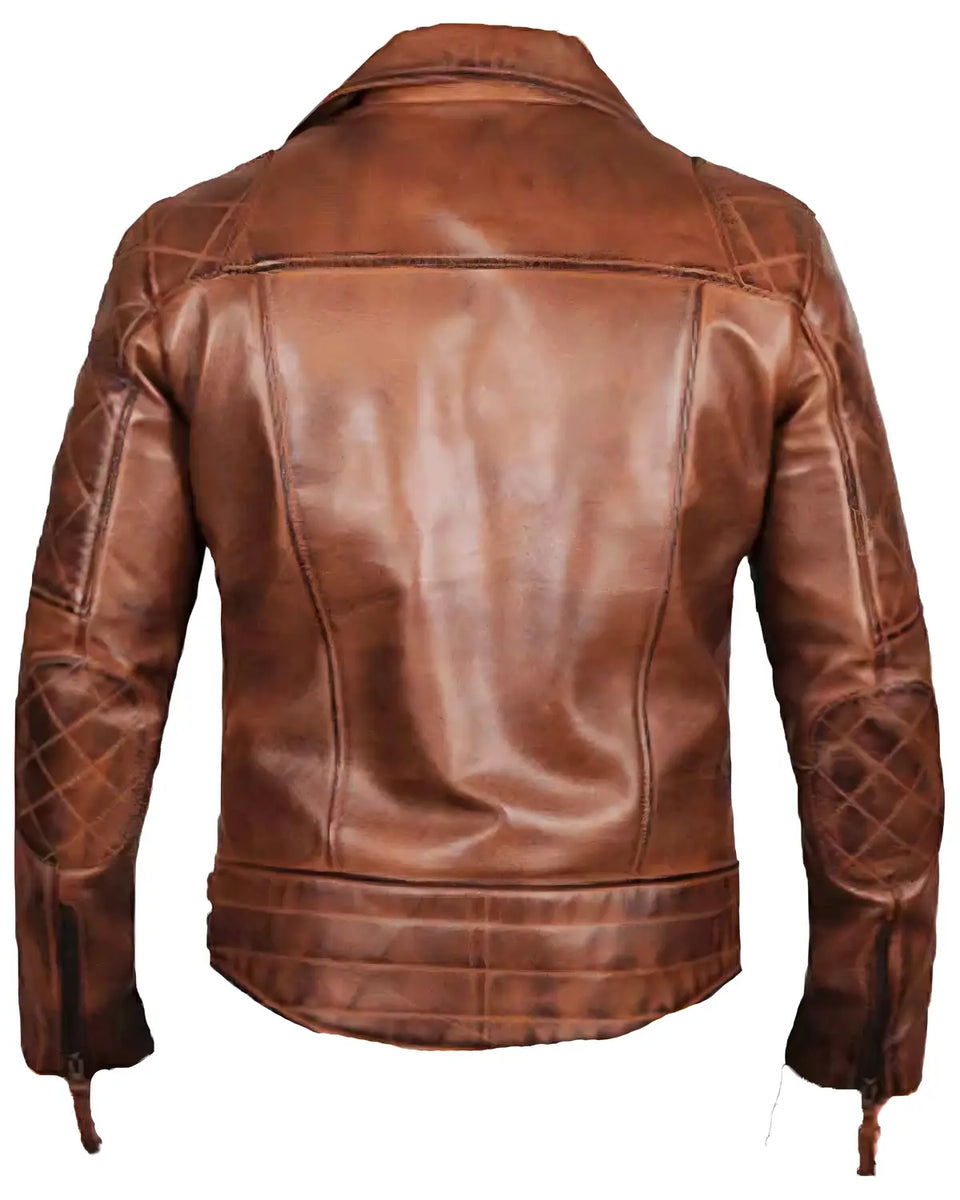Mens Frisco Quilted Brown Leather Motorcycle Jacket – Elite Jacket