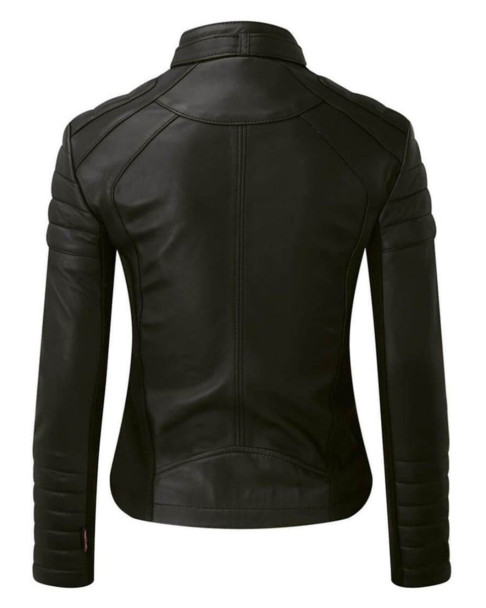Womens Modern Leather Biker Jacket Elite Jacket