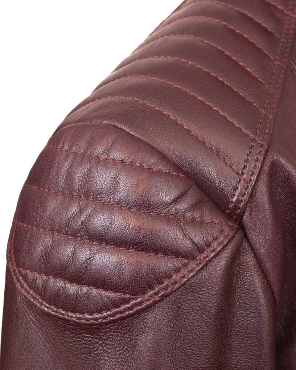 Womens Burgundy Leather Biker Jacket | Elite Jacket