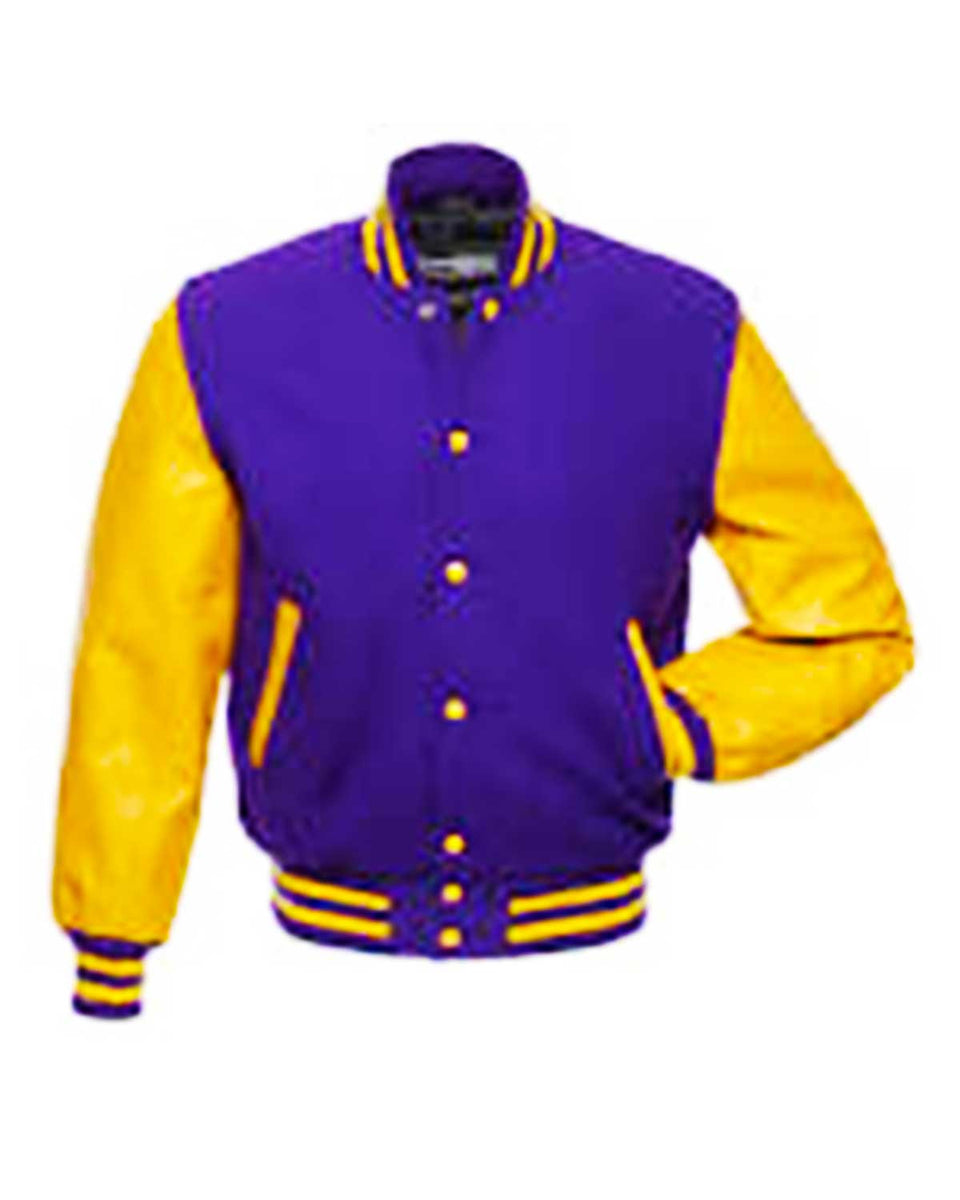 Classic Purple And Yellow Wool Varsity Jacket | Elite Jacket