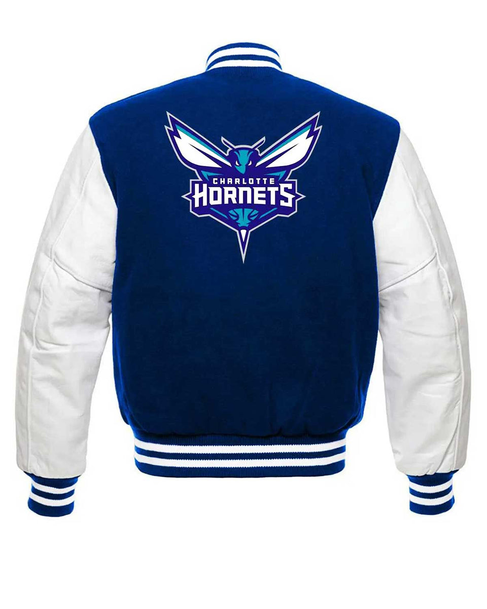 Charlotte Hornets NBA Letterman Blue And White Varsity Jacket – Elite ...