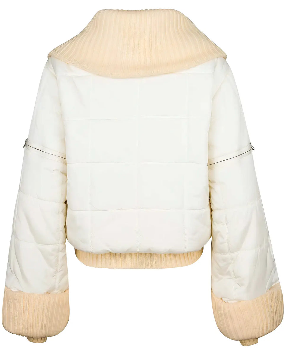 Womens Short Body Cream Puffer Jacket | Elite Jacket