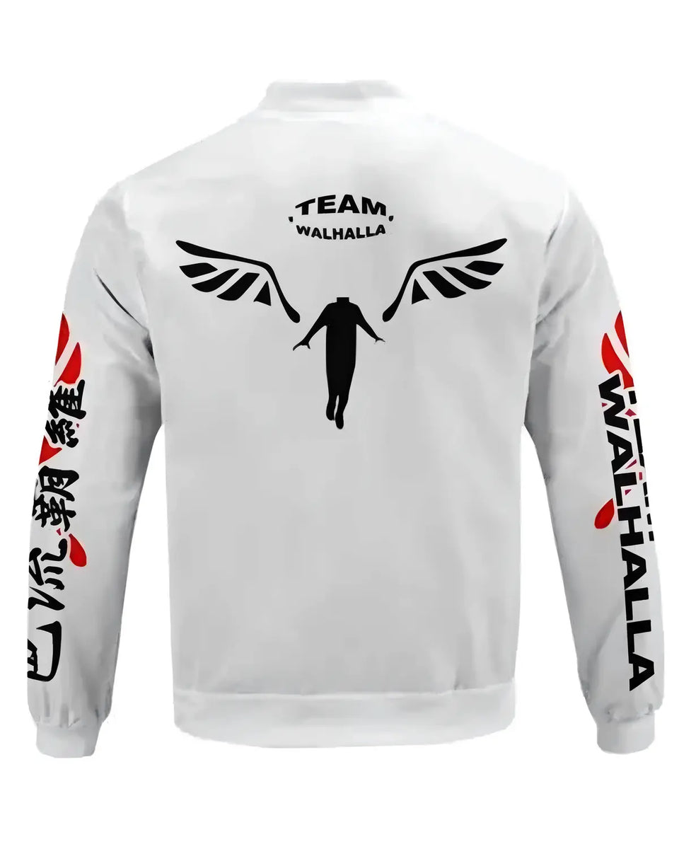 Mens Tokyo Revengers Valhalla White Bomber Jacket – Elite Jacket
