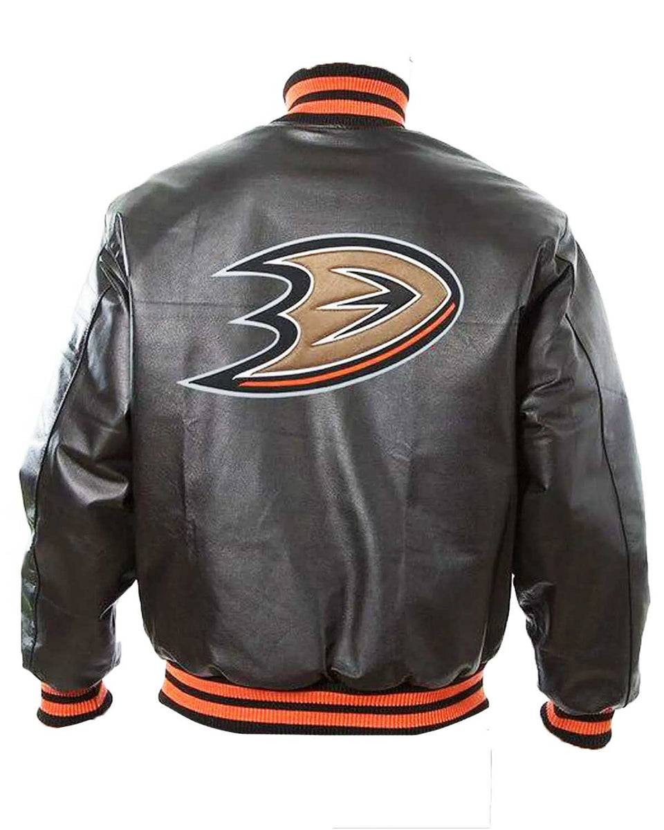Anaheim Ducks Black Leather Bomber Jacket | Elite Jacket