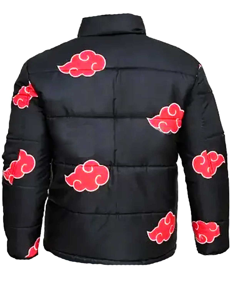 Mens Naruto Akatsuki Black Puffer Jacket | Elite Jacket