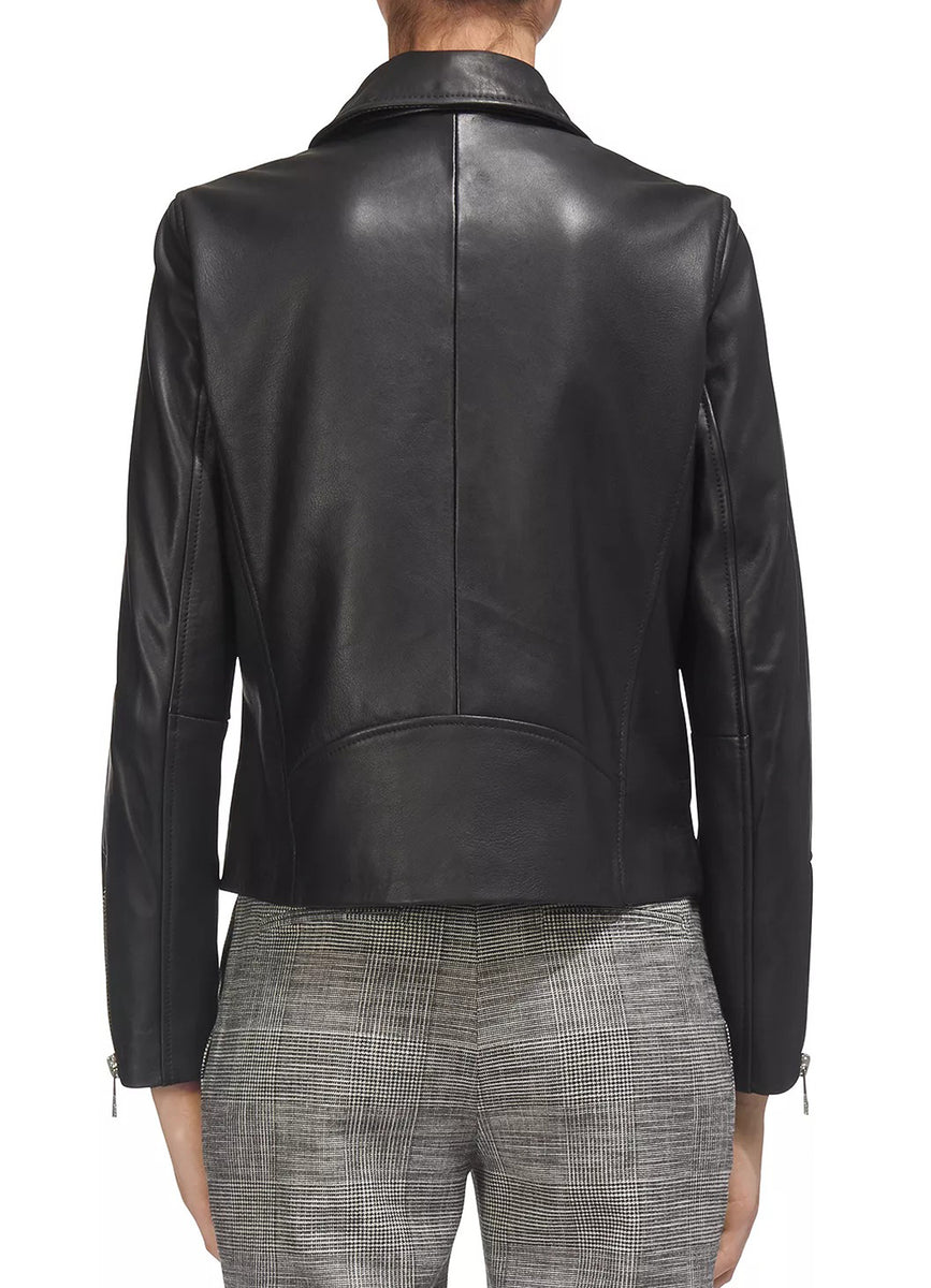 Womens Smooth Black Biker Leather Jacket | Shop Now! – Elite Jacket