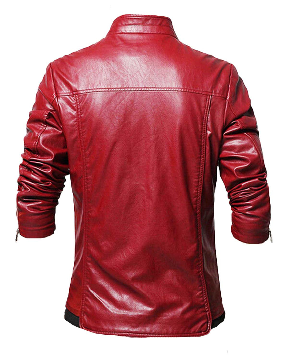 Mens Stylish Slim Fit Red Leather Jacket | Elite Jacket