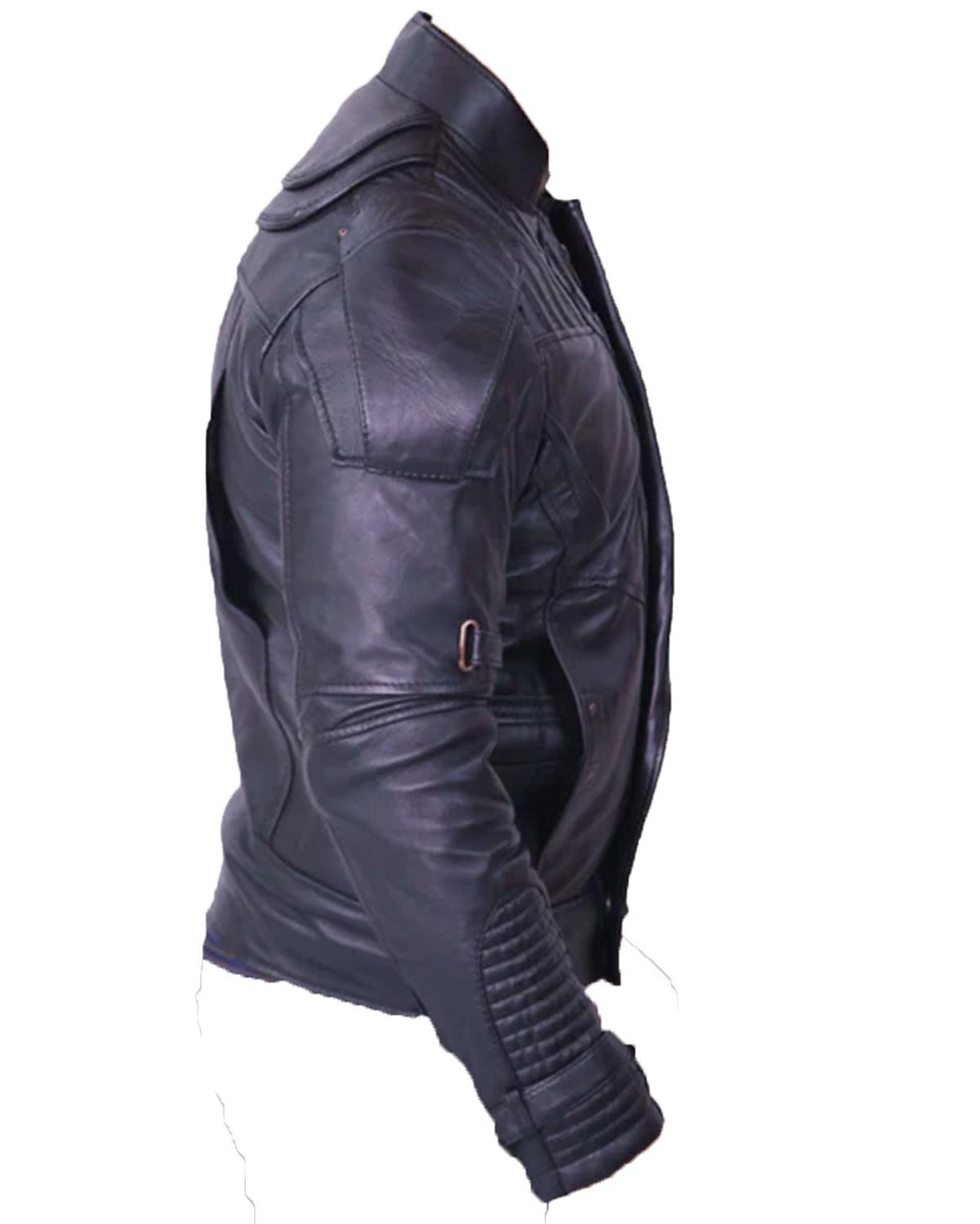 Mens Chris Pratt Star Lord Black Leather Jacket | Elite Jacket