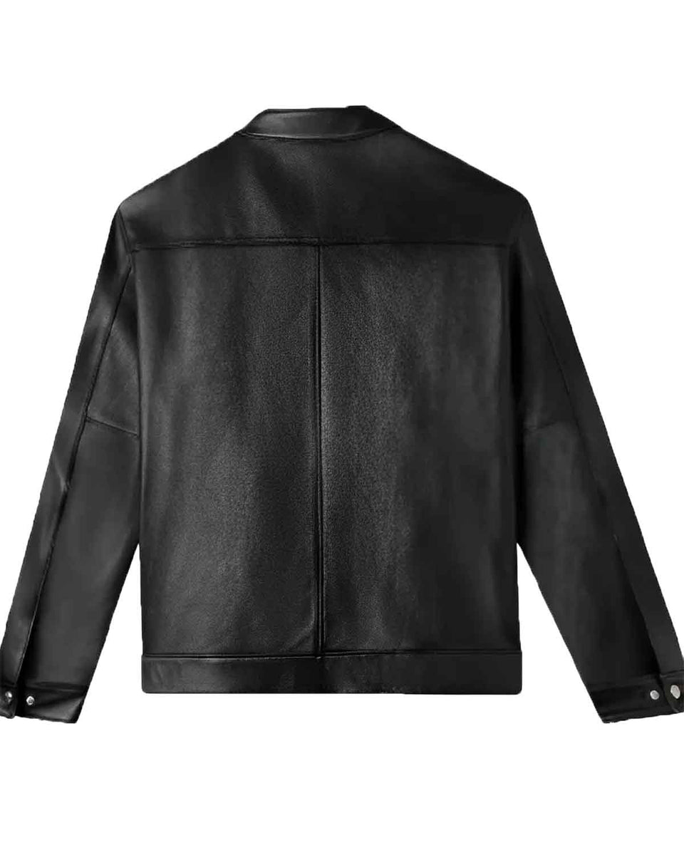 Mens Black Cafe Racer Sheepskin Leather Jacket | Elite Jacket