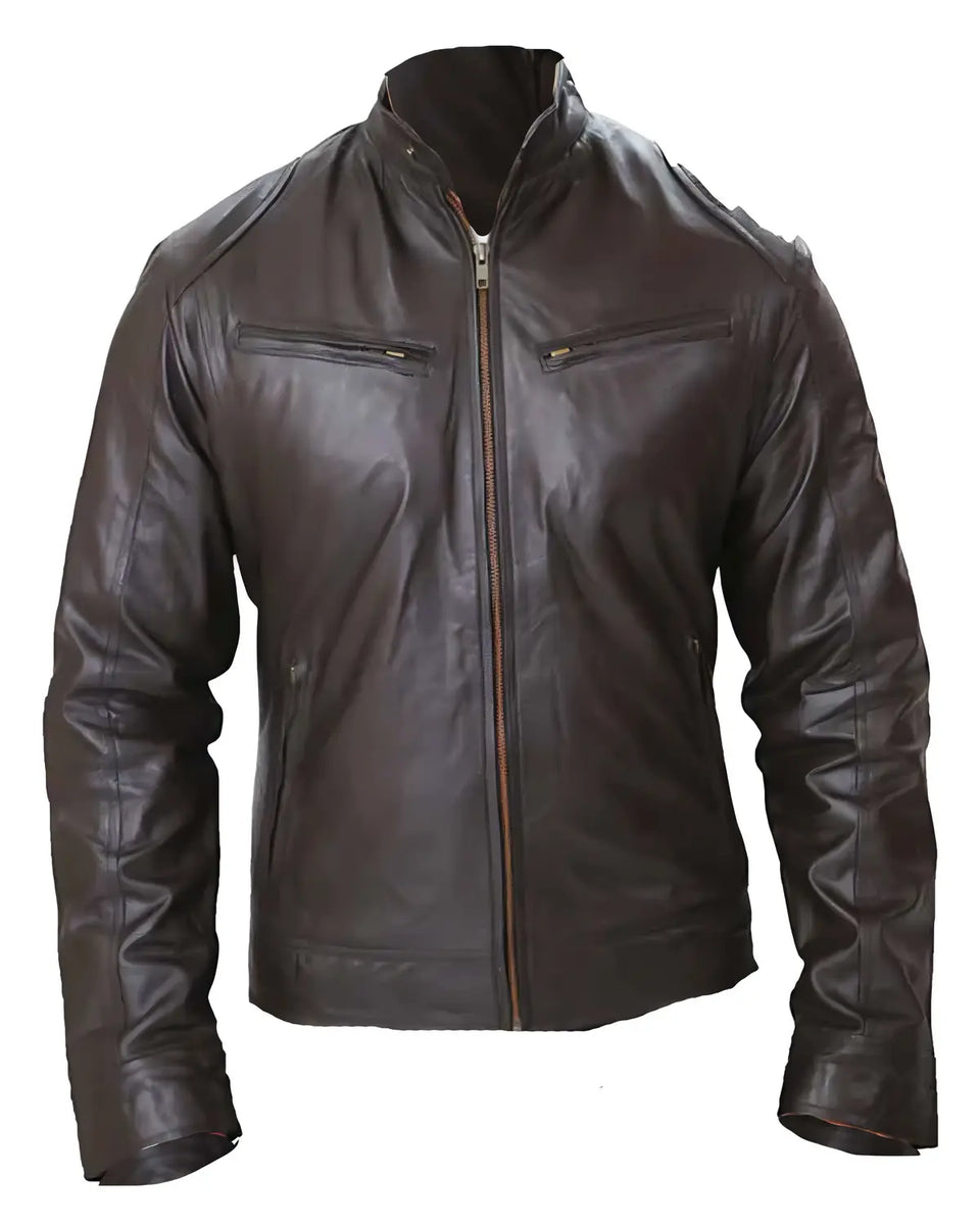 Mens Cafe Racer Biker Sheepskin Leather Jacket | Eite Jacket – Elite Jacket