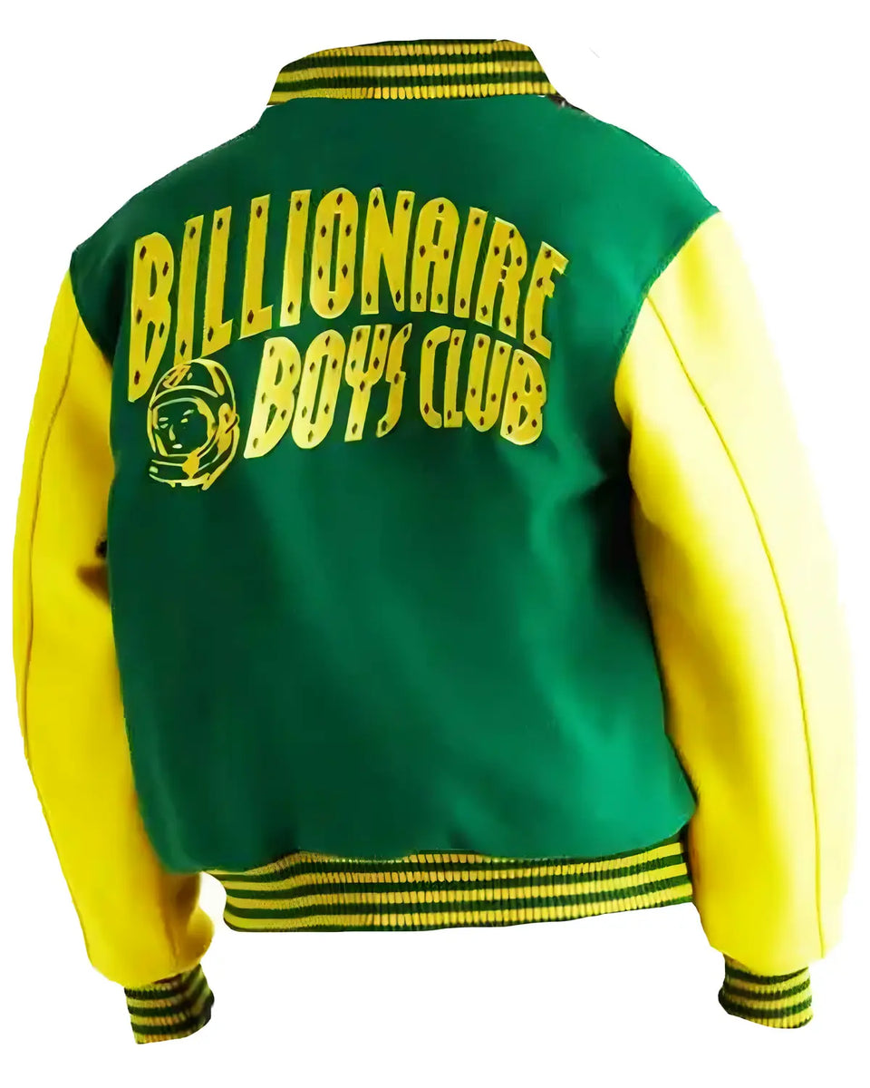Mens Astro Green And Yellow Varsity Jacket | Elite Jacket