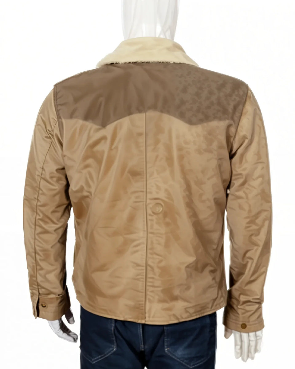 Elite Yellowstone Shearling Collar Buff Suede Leather Jacket – Elite Jacket