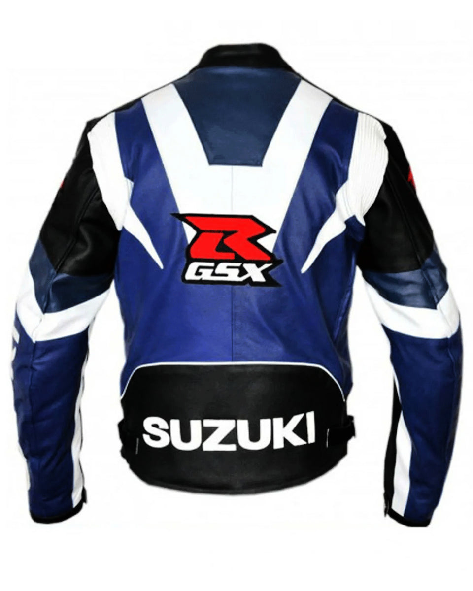 Suzuki GSXR Blue Leather Biker Jacket | Elite Jacket