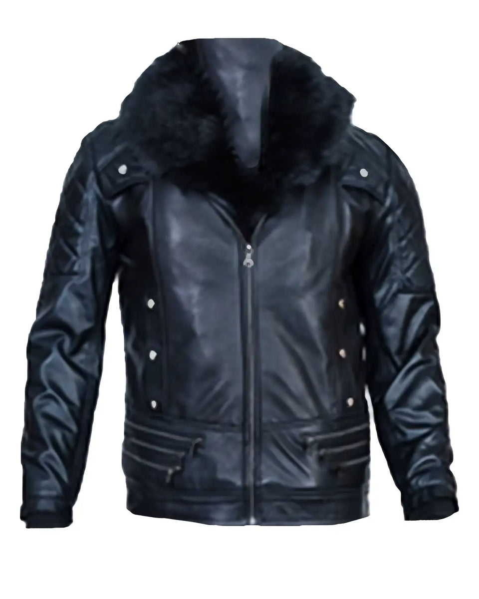 WWE Seth Rollins Black Fur Leather Jacket | Elite Jacket