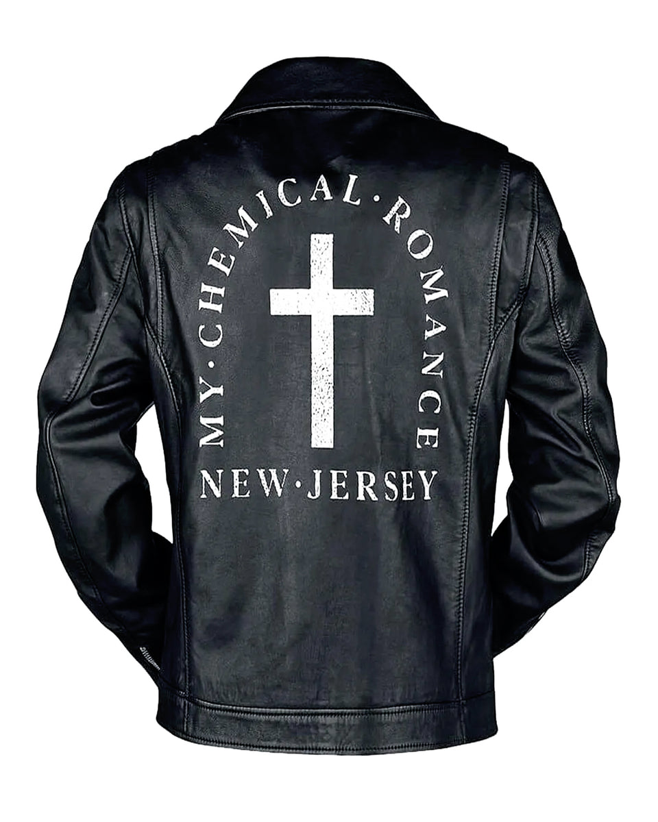 New Jersey My Chemical Romance Black Leather Biker Jacket – Elite Jacket
