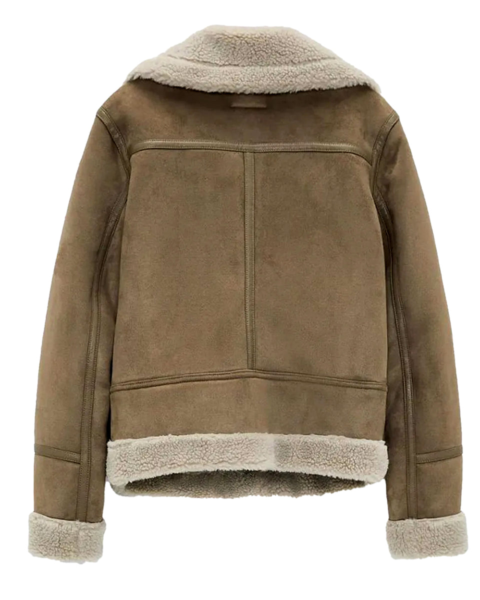 Natalie Zea La Brea Eve Harris Suede Shearling Jacket – Elite Jacket