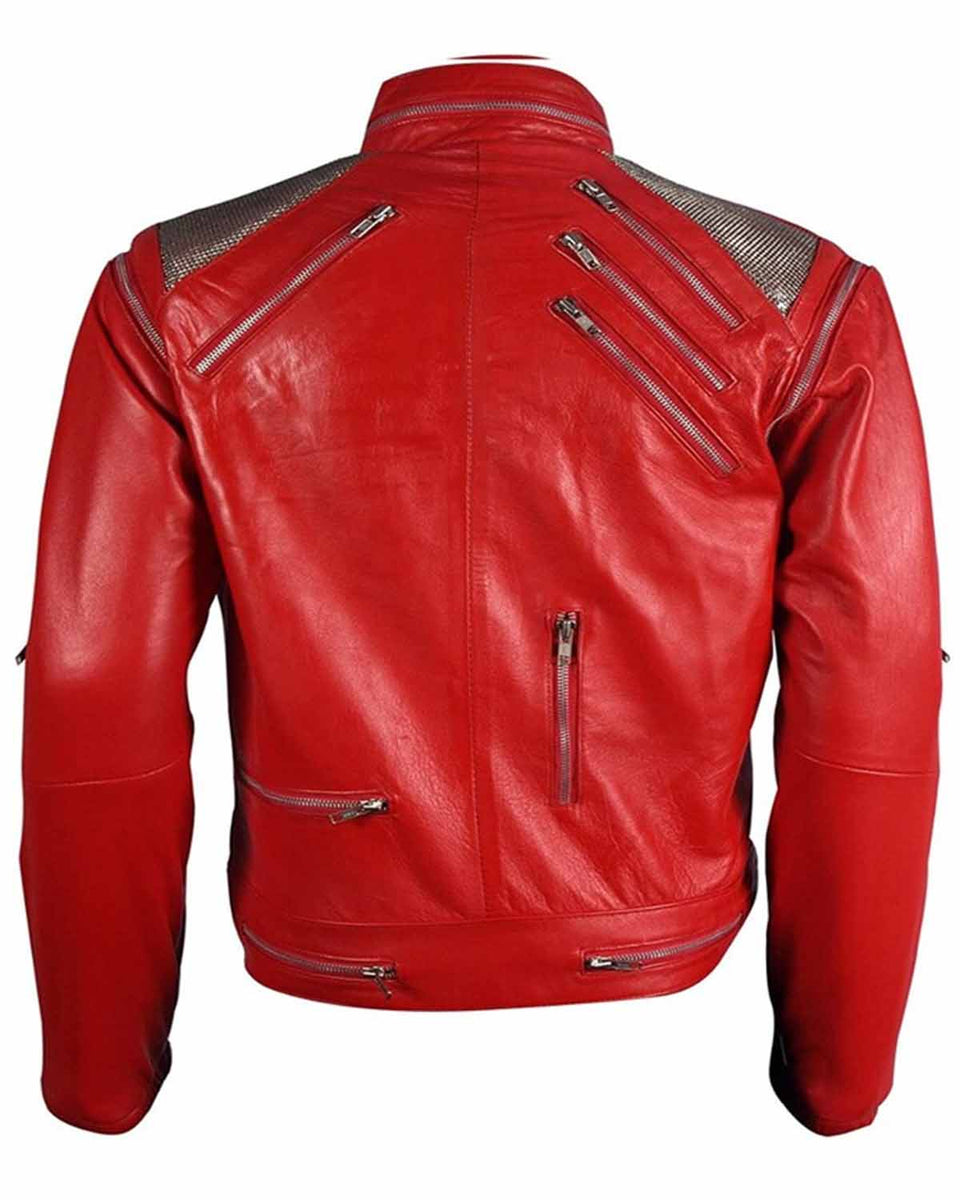 Michael Jackson Beat It Red Leather Jean Jacket – Elite Jacket