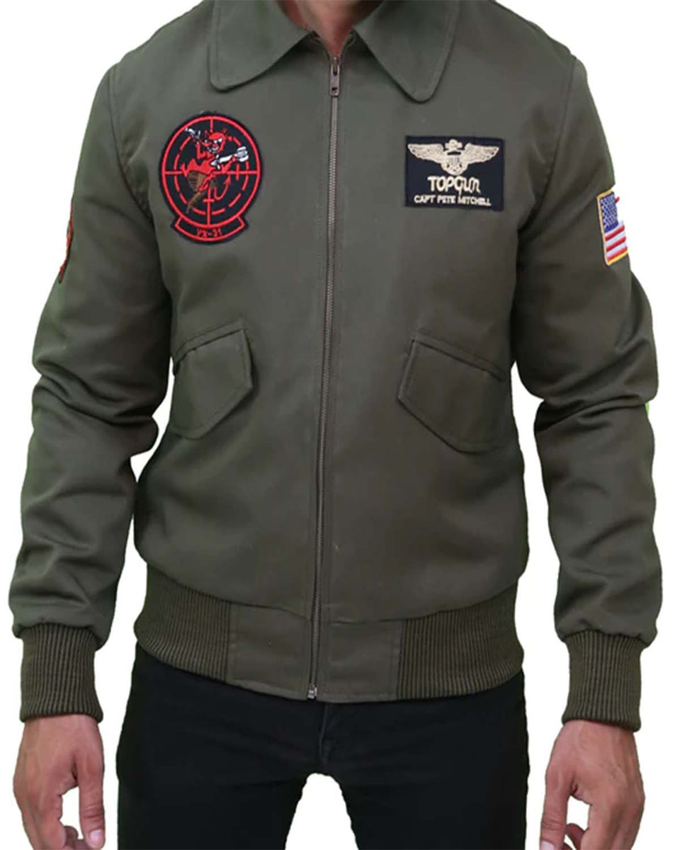 Top Gun 2 Tom Cruise Maverick Green Bomber Jacket For Mens – Elite Jacket